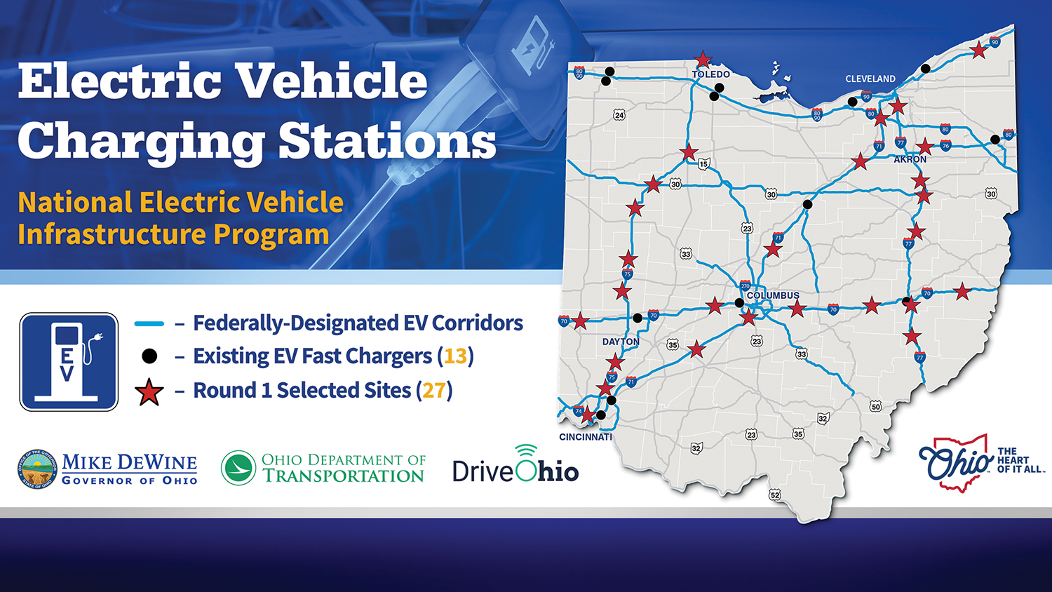 Gov. DeWine announces locations for interstate electric vehicle ...